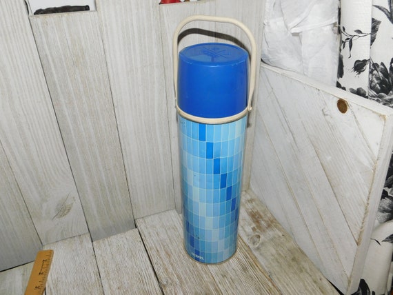 Vintage Blue Thermos Metal Therms Big Blue Metal Thermos | Etsy