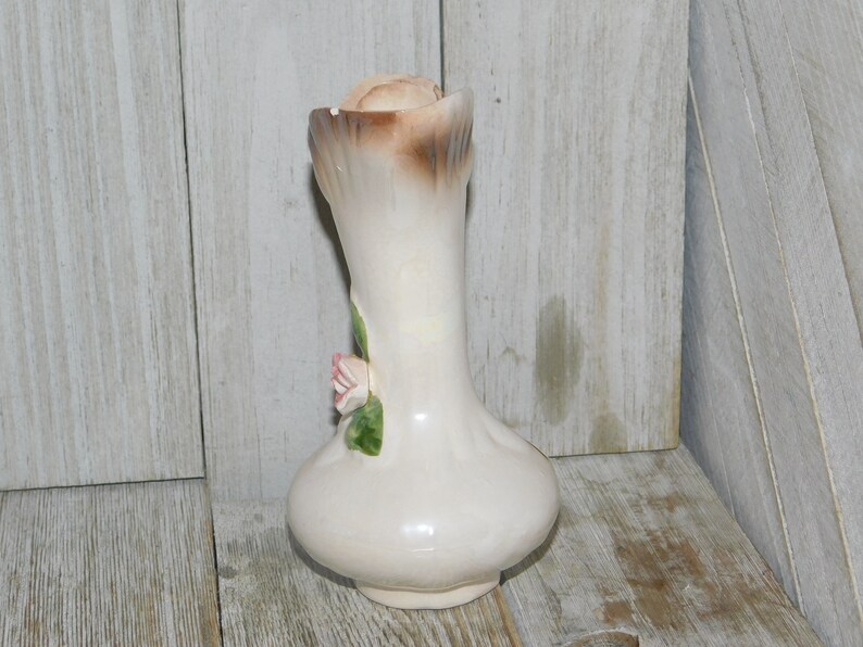 Vintage White Brown Pitcher W Pink Rose Vintage Pitcher | Etsy