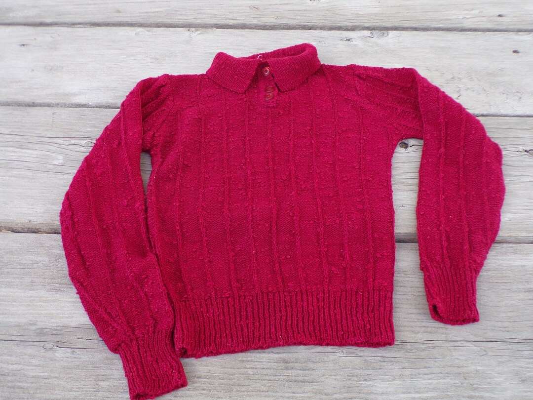 Deep Red Sweater 100% Acrylic Partners From Mervyns, Vtg Sweater, Vtg ...