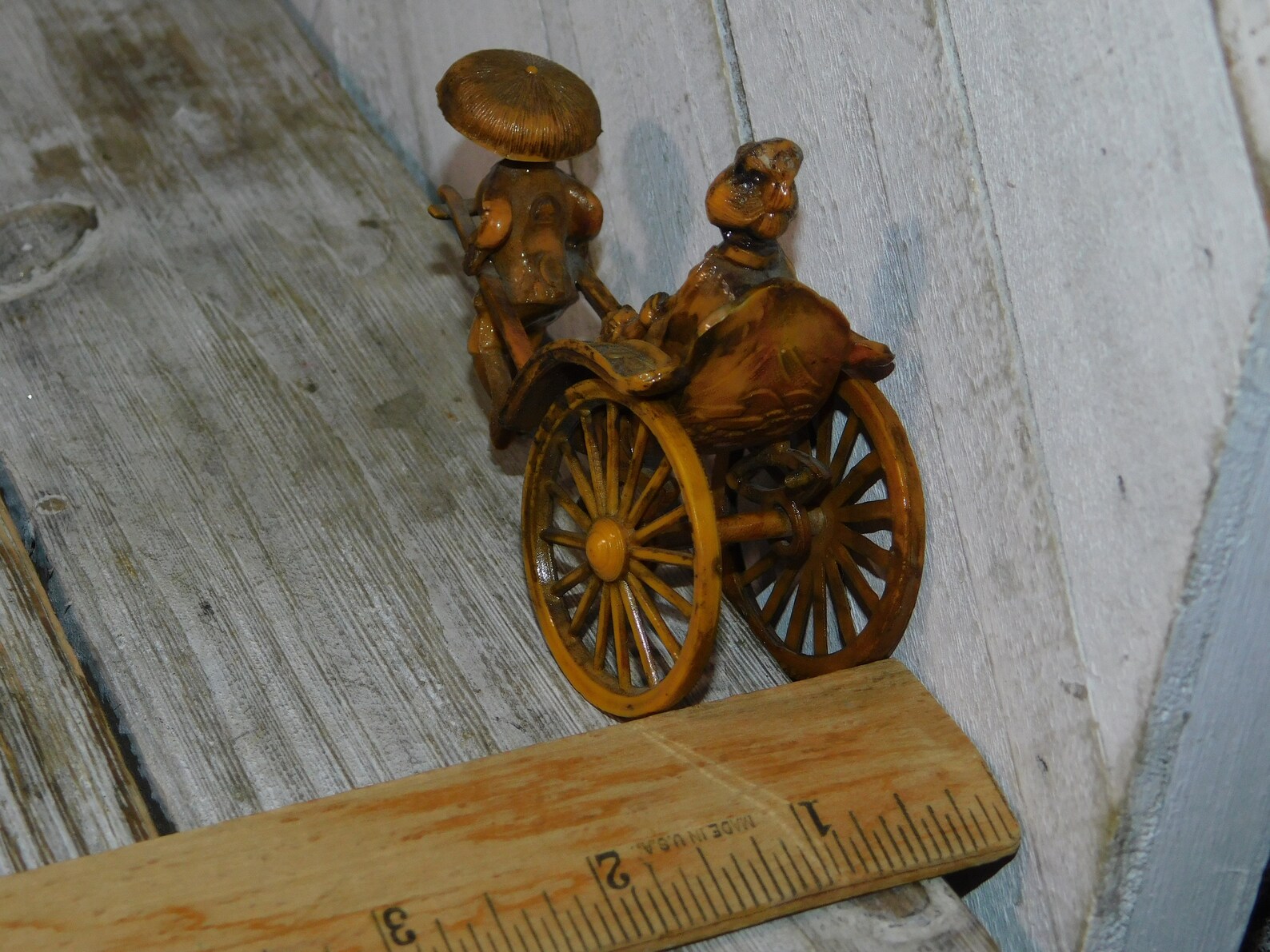 Japanese Rickshaw Celluloid Man Pulling Cart With Geisha Lady, Vintage ...