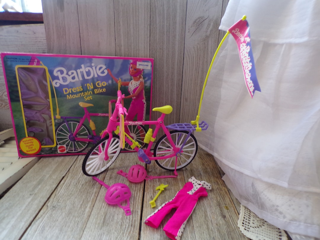 Barbie Dress N Go Mountain Bike Set W 2 Helmet 1991, Barbie Bike Set, W ...