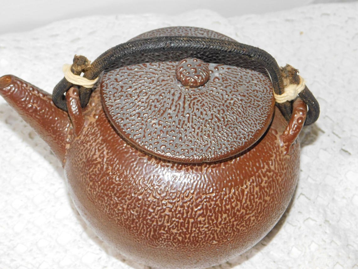 Teapot, Brown Teapot, Wicker Lk Handle, Vtg Kitchen, Vtg Country ...