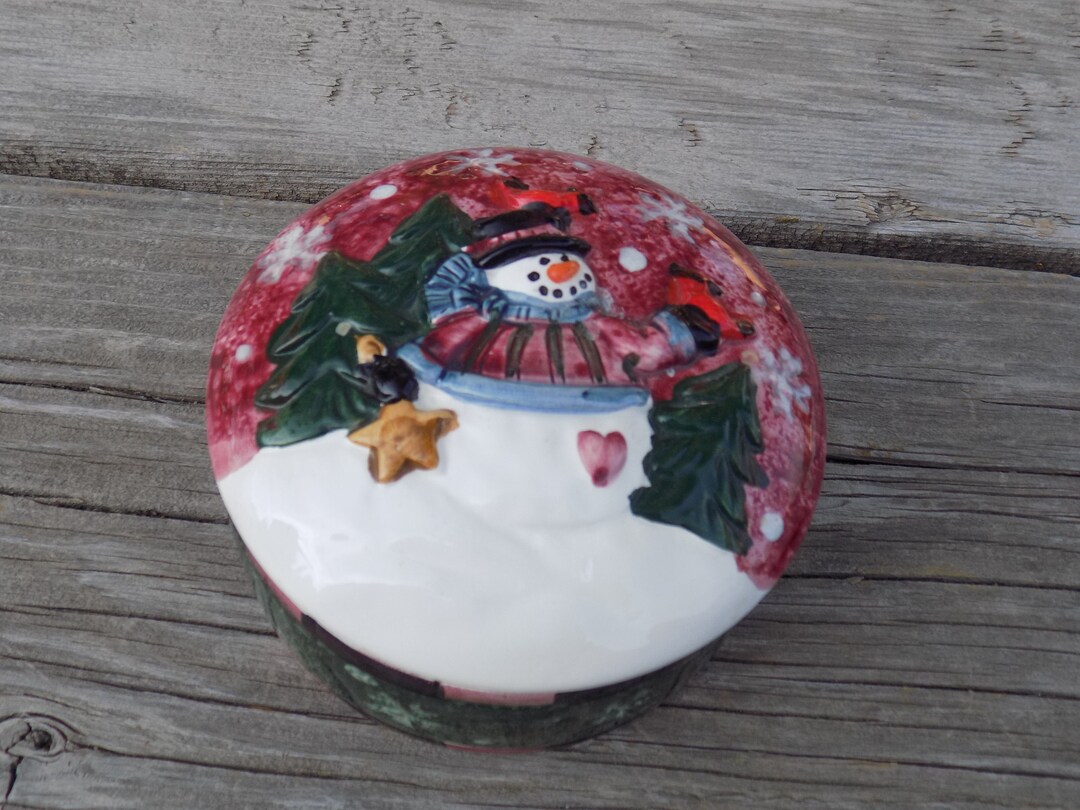 Trinket Box, Snowman Trinket Box, Winter, Round Trinket Box, Memories ...