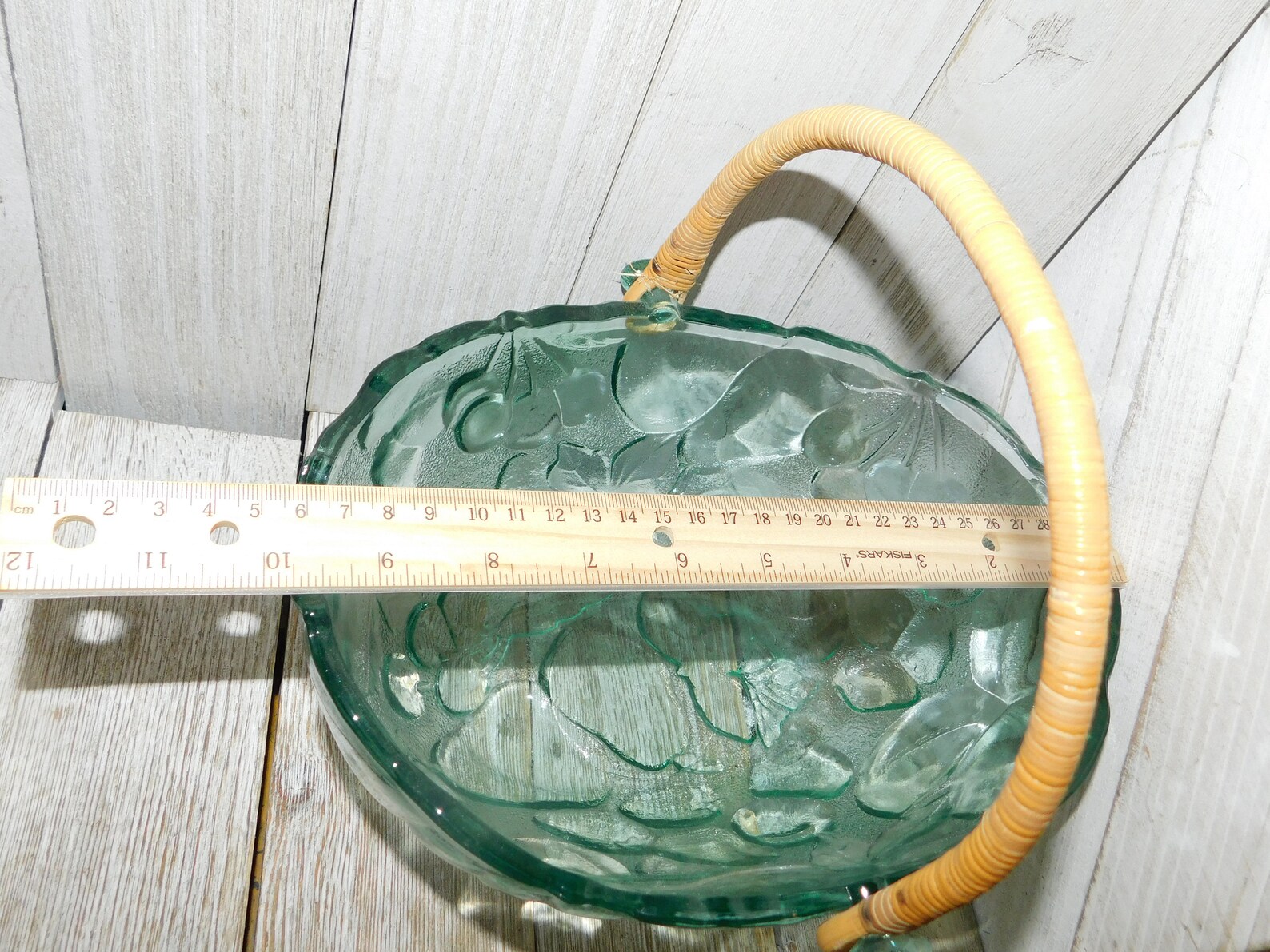 Vtg Fruit Bowl Glass Fruit Bowl Embossed Glass Bowl Wooden - Etsy