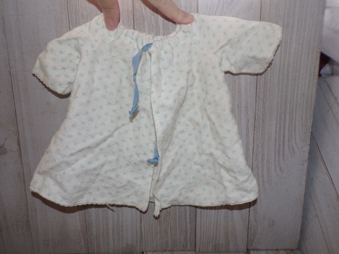 Doll Robe, Tie Doll Robe, Vint Doll Clothes, Blue Rose Bud Doll Robe ...