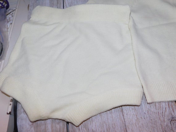 Vtg Light Yellow Train Baby Sweater Type Top bottom S… - Gem
