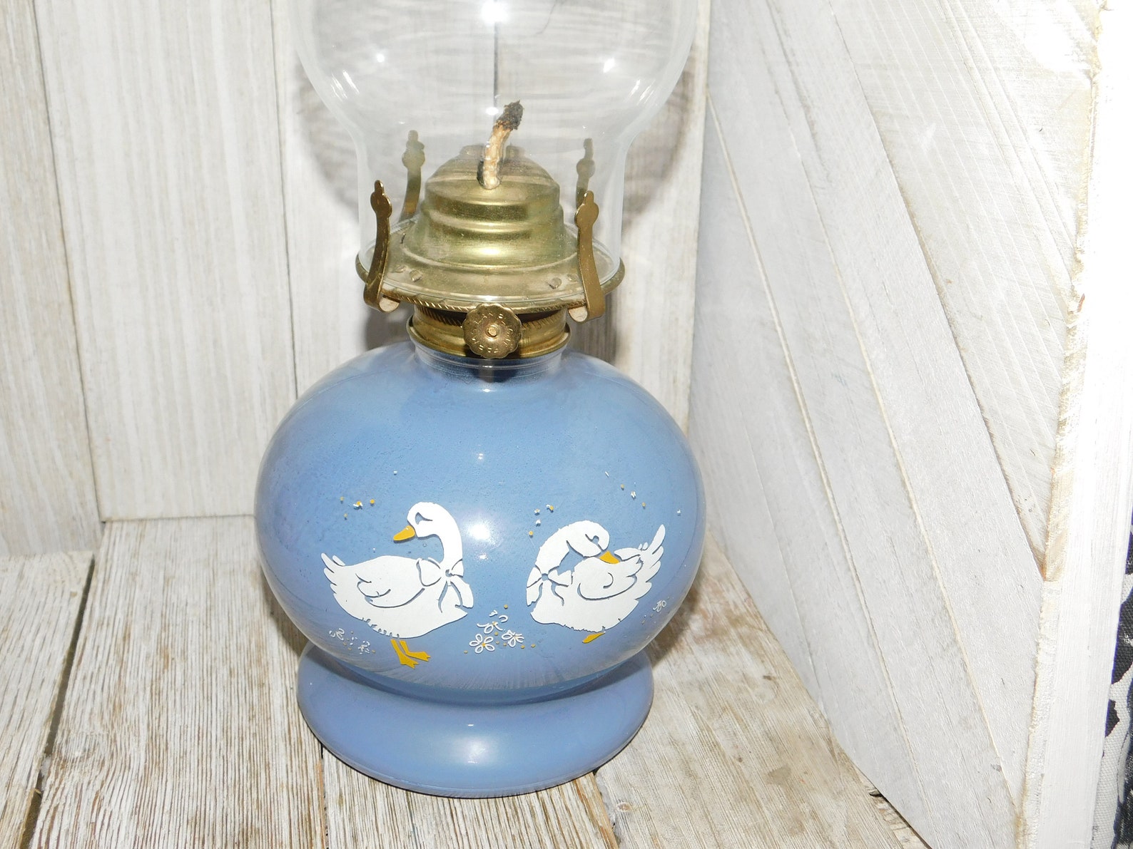 Vintage Blue Geese Oil Lamp Kerosene Lamp Primitive Oil - Etsy