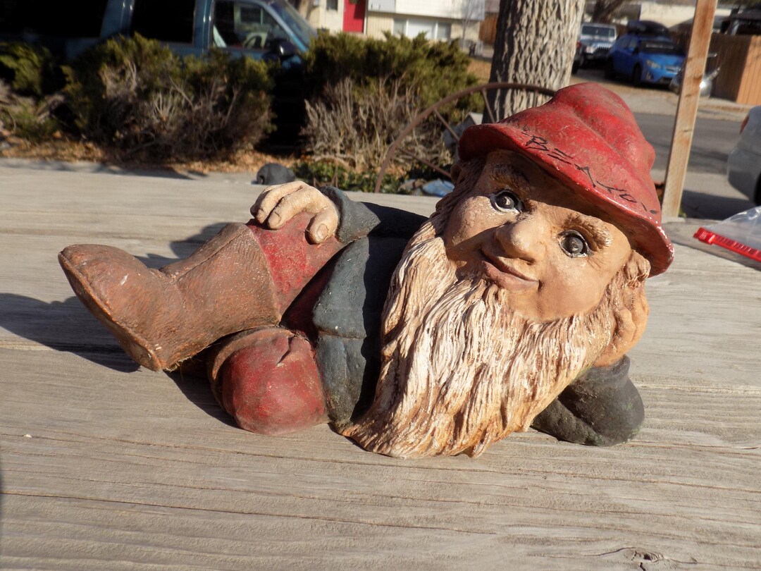 Gnome Laying Down, Yard Art, Whimsey Beard Guy, Garden Decor, Memories ...