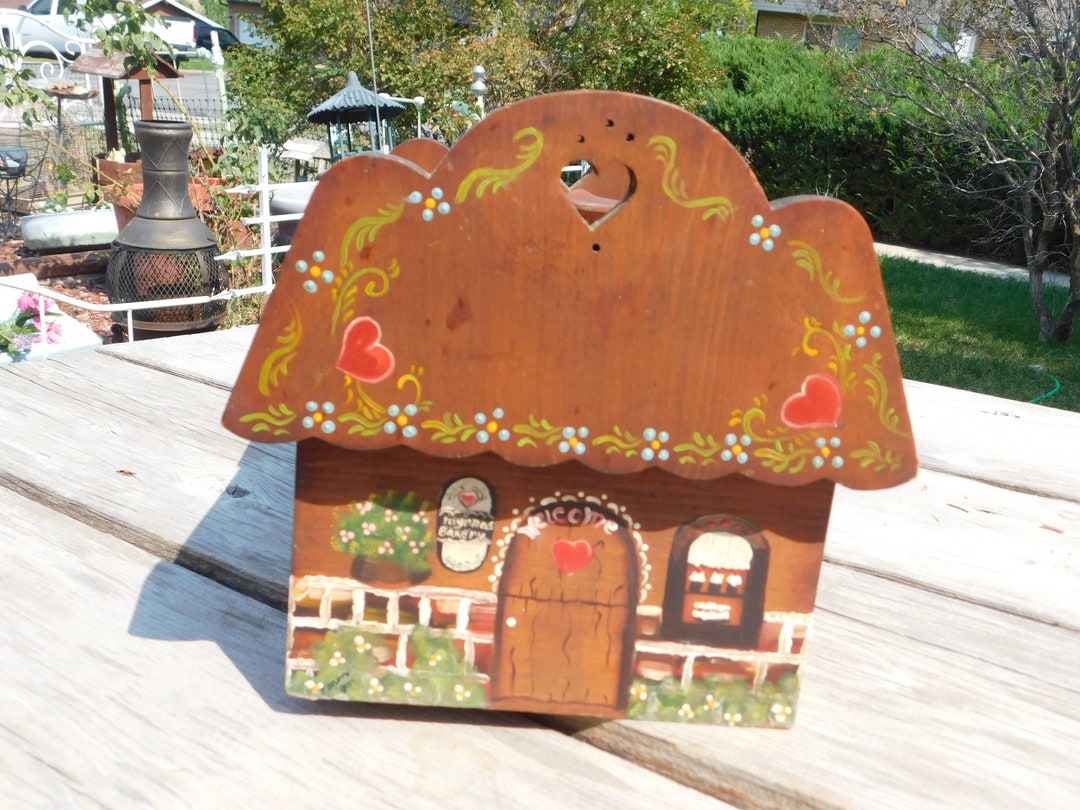 Tole Painted Wood House Box, Vtg Tole Painted House Box, Storage ...