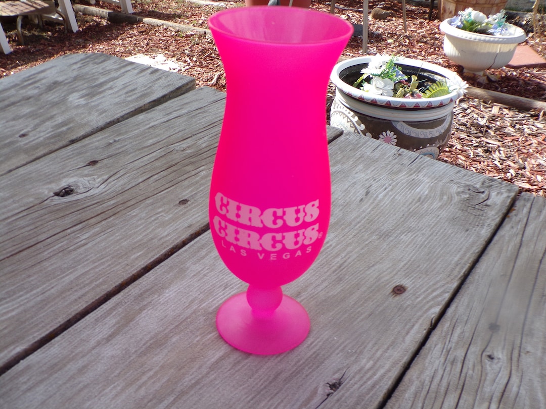 Vtg Circus Circus Pink Glass, Souvenir, Barware, Las Vegas, Hot Pink ...
