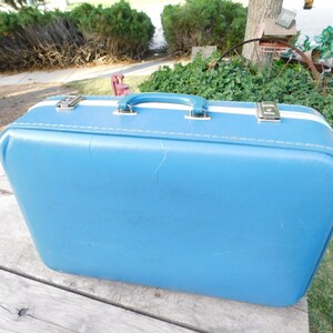 Vtg Blue Hard Shell Small Suit Case, Accessory Suit Case, Small Case ...