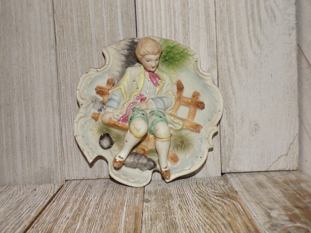 Chase Hand Painted Made in Japan, Vintage Boy Wall Plaque 3 D Wall ...