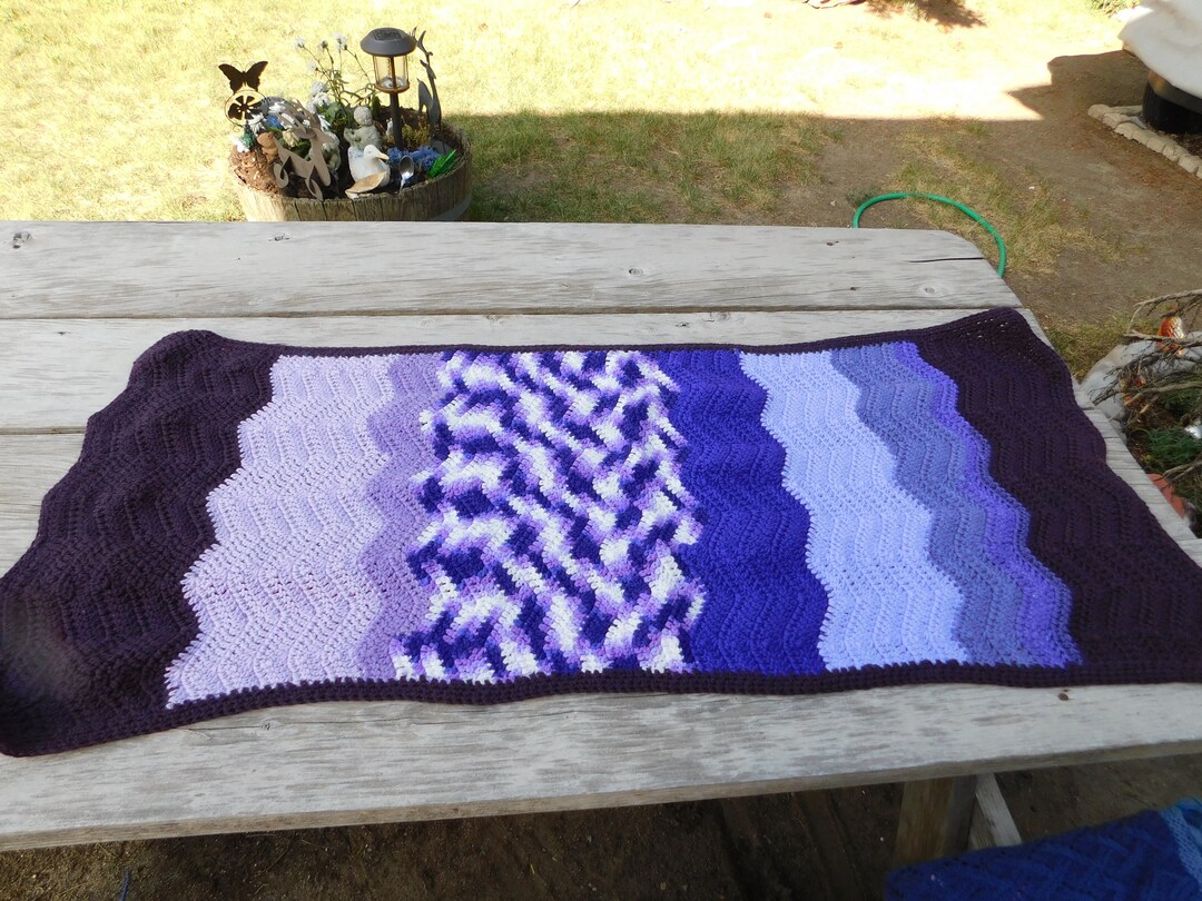 Afghan Purple, Knitted Afghan, Lap Afghan Home Decor, Bedroom Decor ...