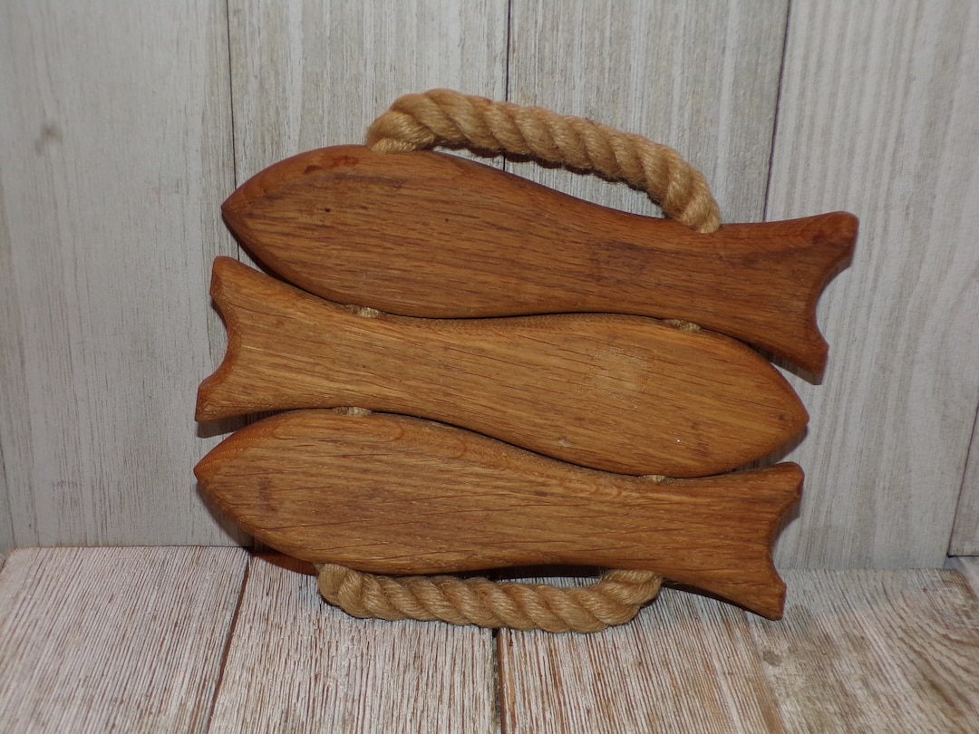 Vtg Wood Fish Trivet, Vtg Table Trivet, Fish, Funky Wood Trivet ...
