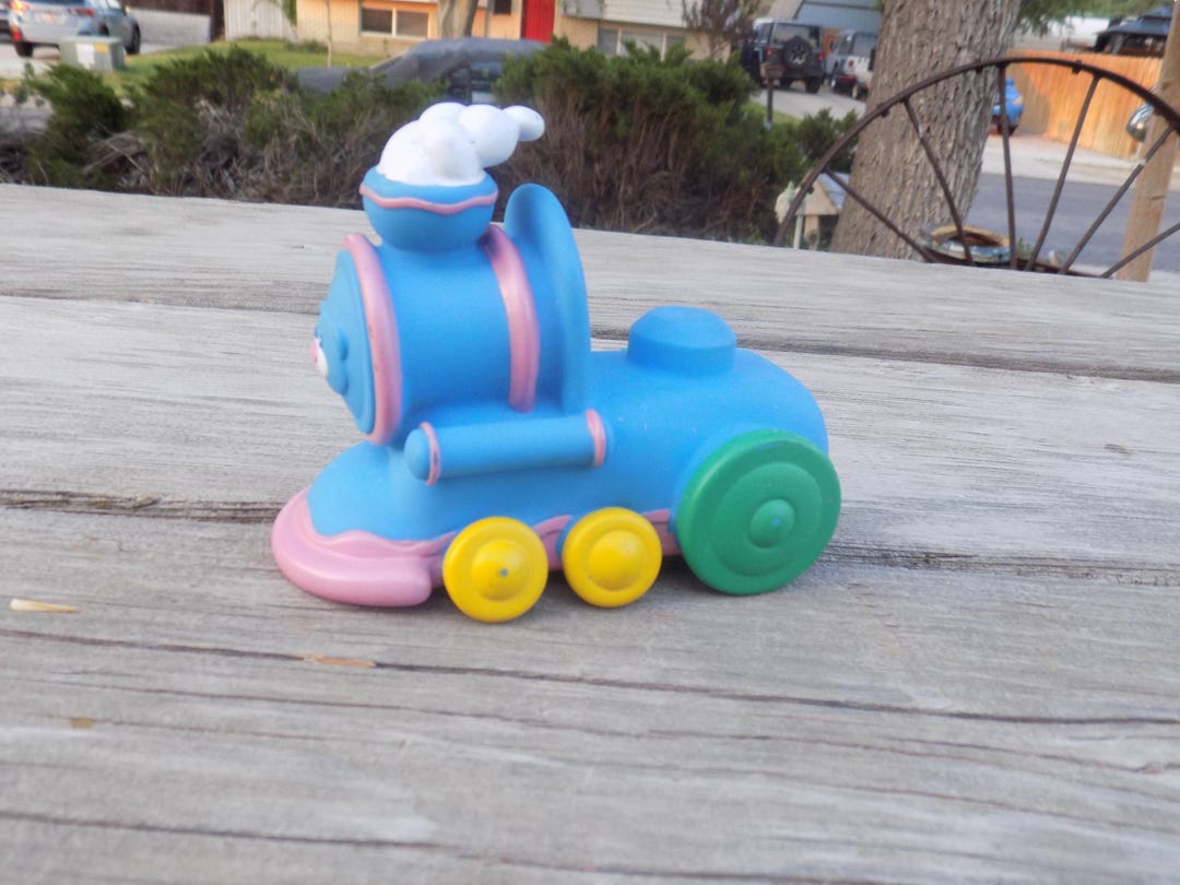 Train, Vintage Rubber Train, Blue Pink Trains, Vintage Toys, Vtg Rubber ...