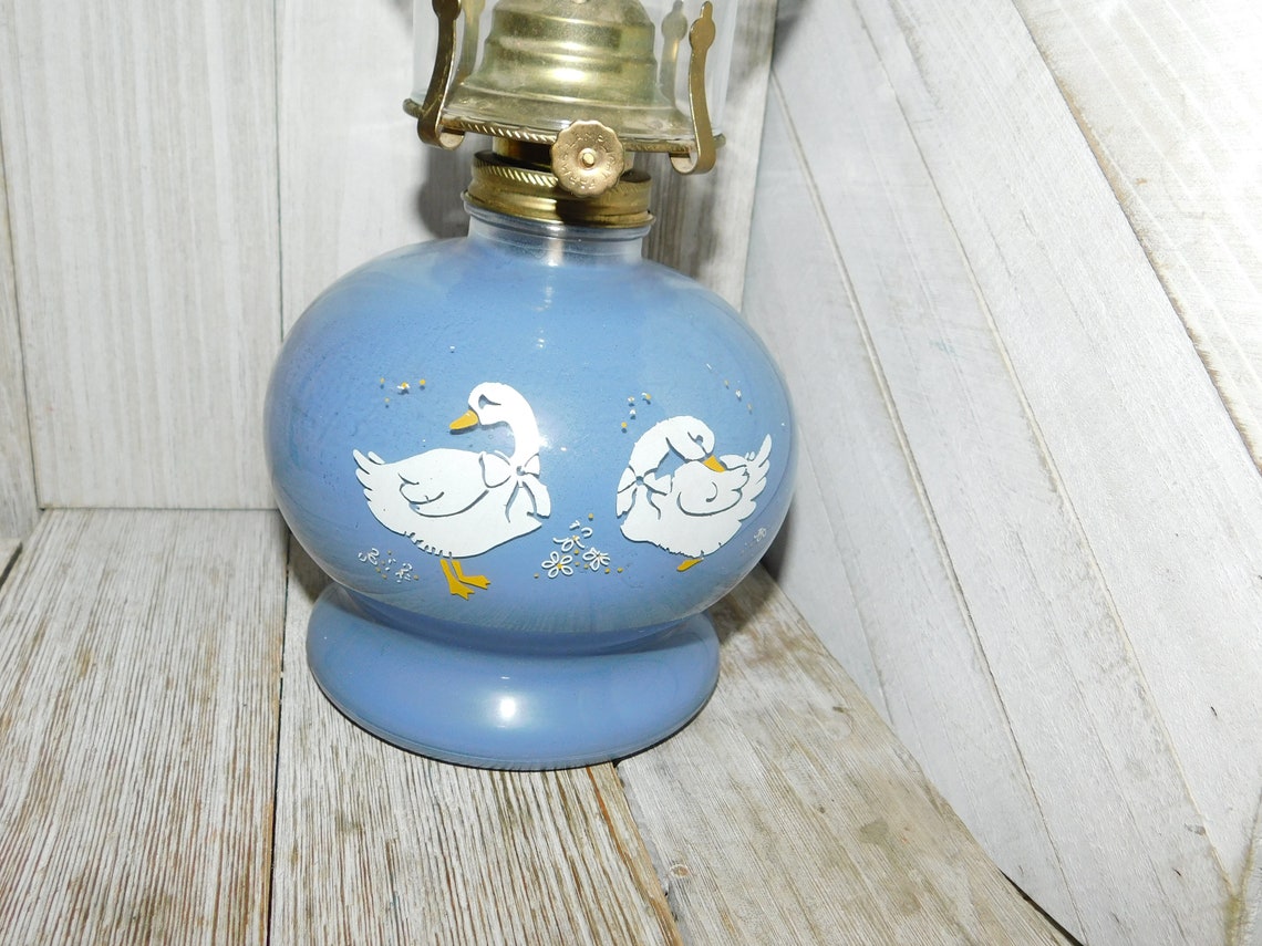 Vintage Blue Geese Oil Lamp Kerosene Lamp Primitive Oil - Etsy