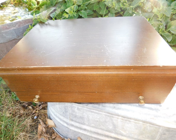 Wood Silverware Chest Box With Drawer Nice Size Silverware - Etsy