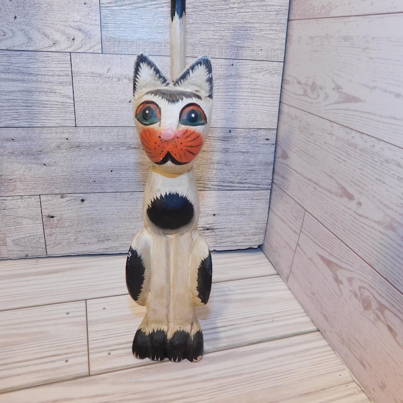 Cat Figurine Vtg Folk Art - Etsy