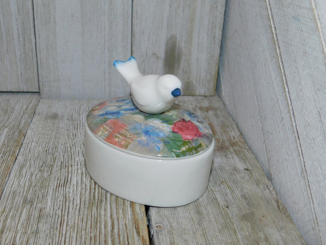 Bird Trinket Box, Glass Bird Trinket Box, Bird, Gift for Mom, Bird Ring ...
