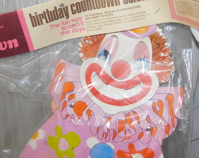 Vintage Birthday Countdown Clown Calendar, Countdown Vintage Calendar ...