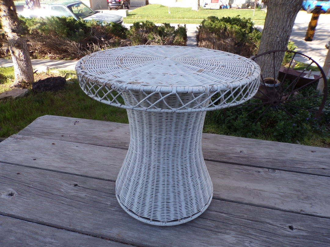 Antique Wicker Table, Metal Wicker Table, Side Table, End Table ...