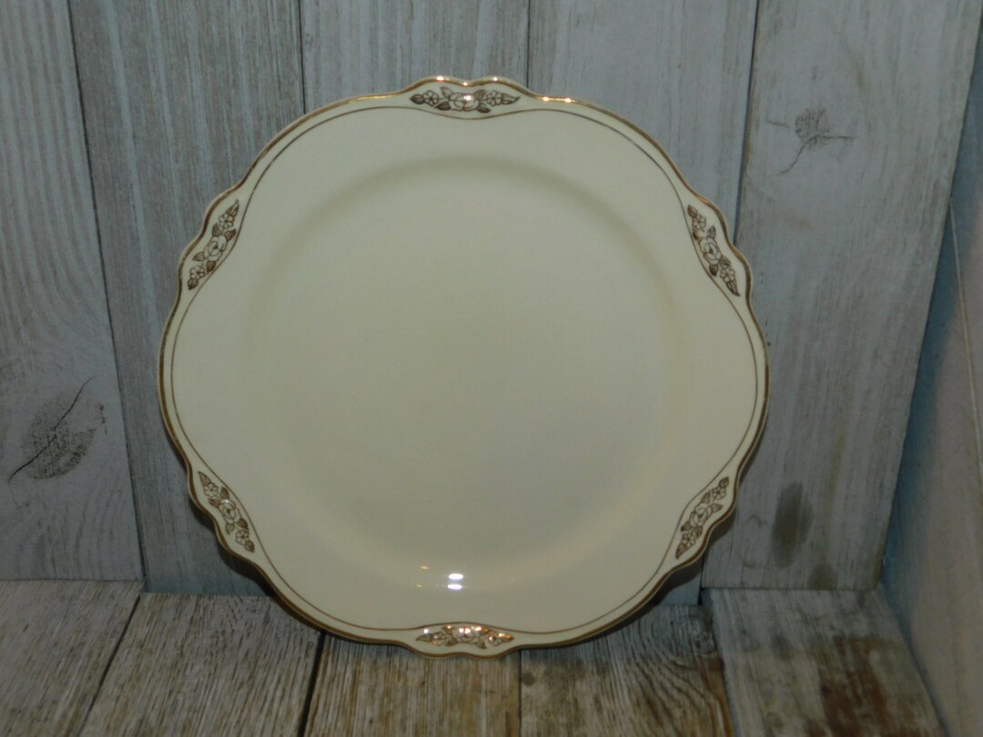 Homer Laughlin White Gold Flower Plate Virginia Rose Silver Rose ...