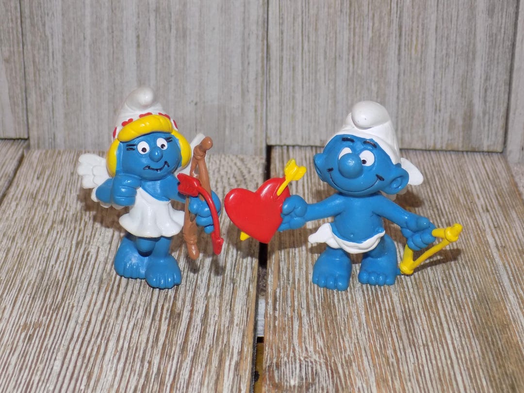 Smurfs Valentine Smurfette Smurf Schleich Pevo 1980 Valentine Bow Arrow ...