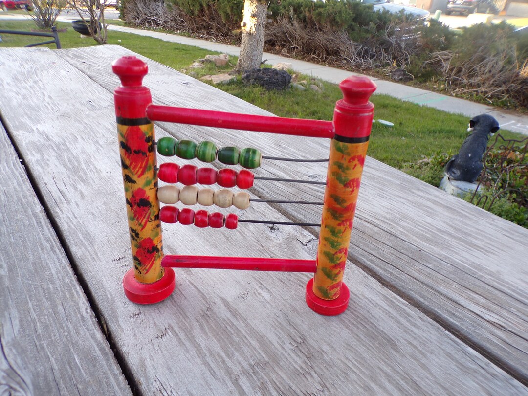 Vtg Bead Toy Math Toy Abacus, Learning Math, Math Bead Toy, Home Decor ...