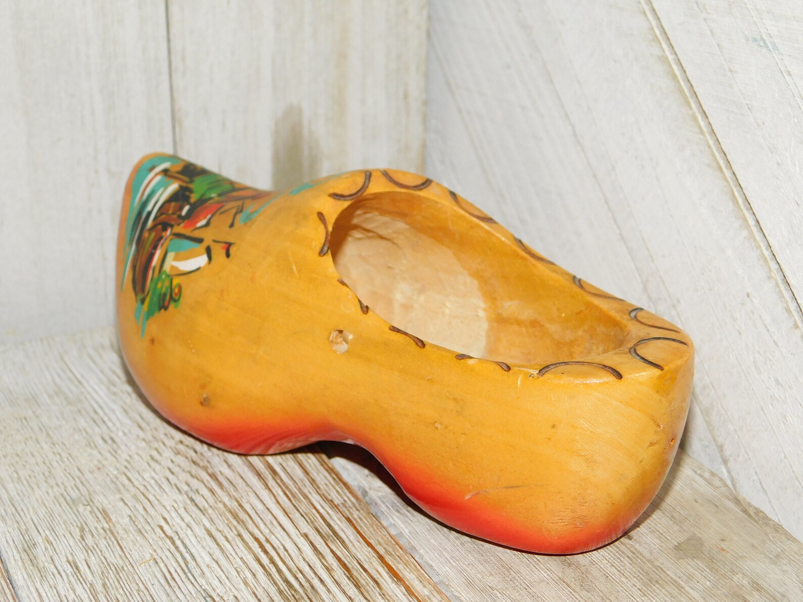 Hand Painted Wooden Dutch Shoe Wood Shoe Vintage Dutch Shoe - Etsy