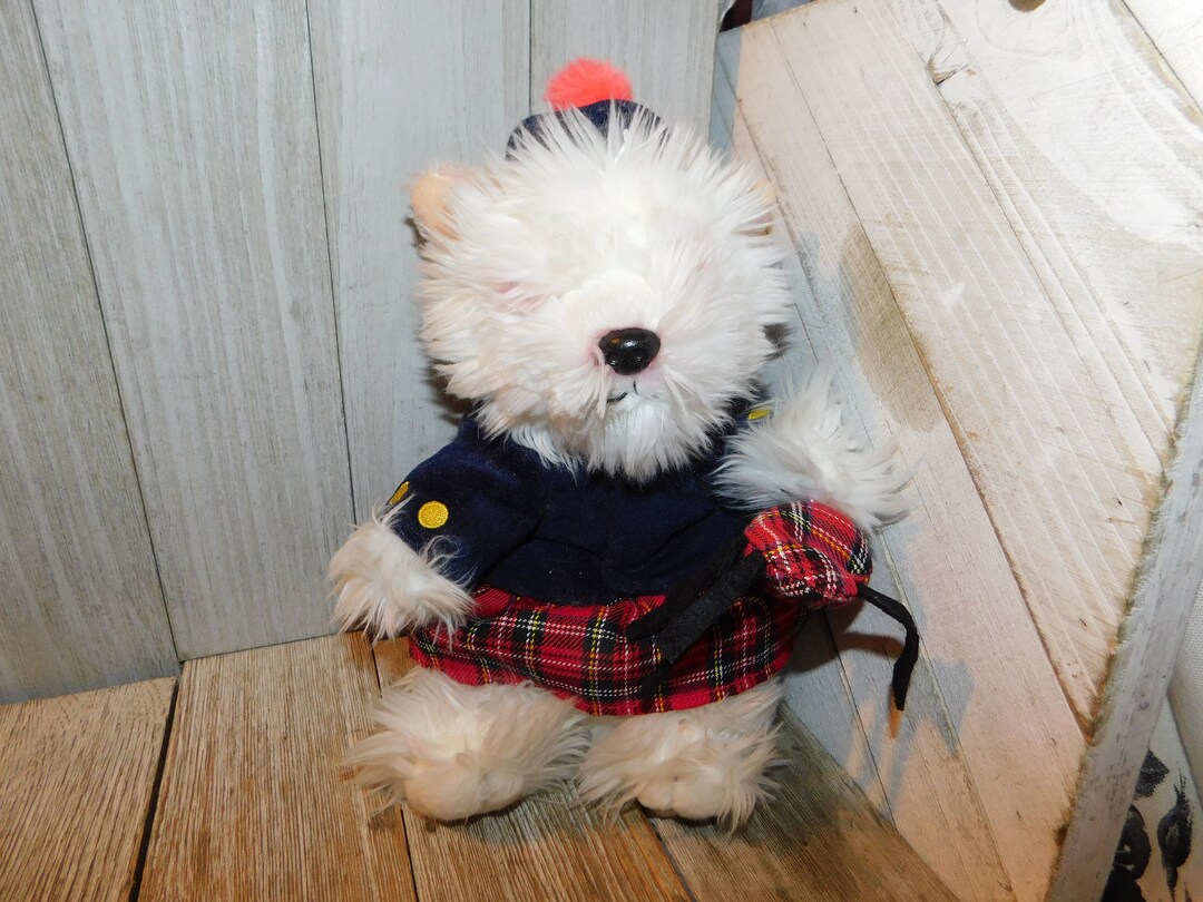 Vintage Scottish Stuffed Dog, White Dog Vintage Stuffed Animals ...