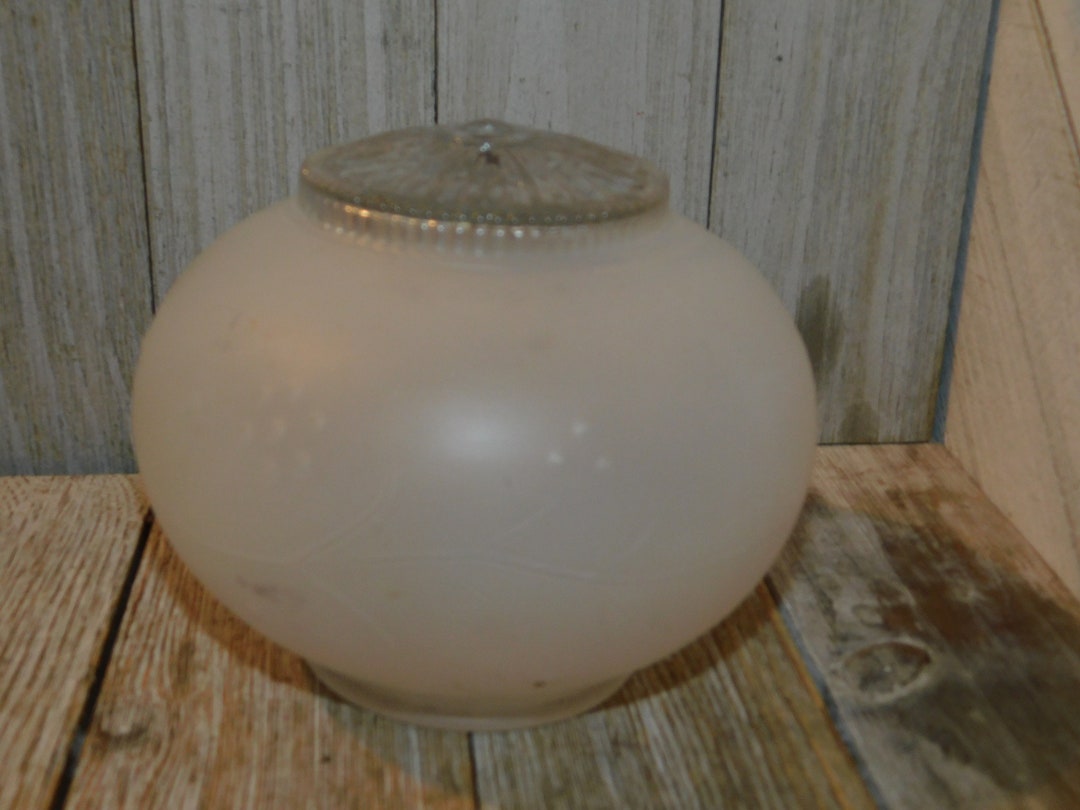 Pretty Frosted Embossed Lamp Shade Glass, Vintage Lamp Shade, Ceiling ...