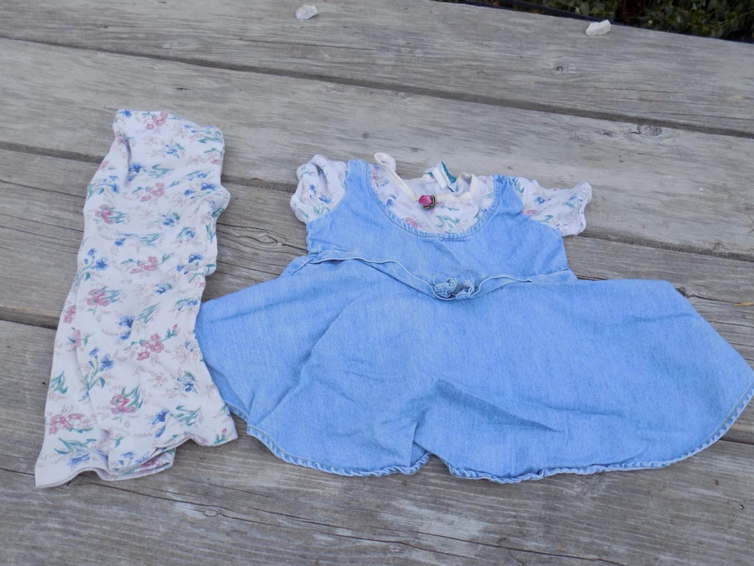 GIRLS 2 PC OUTFIT Sz 4, Vintage Chidrens Clothes, Denim, Floral ...