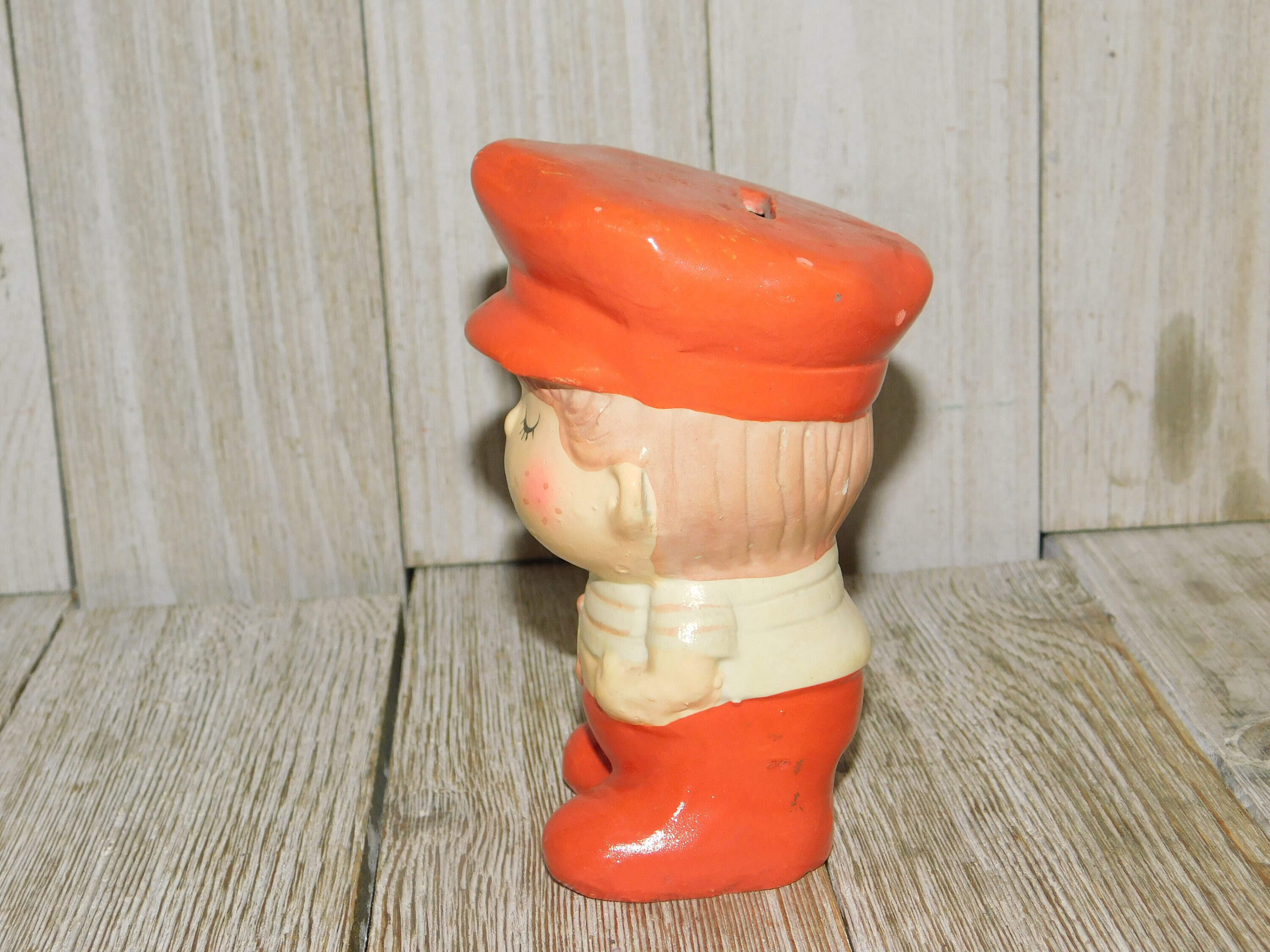 Vtg Little Boy Bank, Boy With Sling Shot Bank, Vintage Boy Bank ...