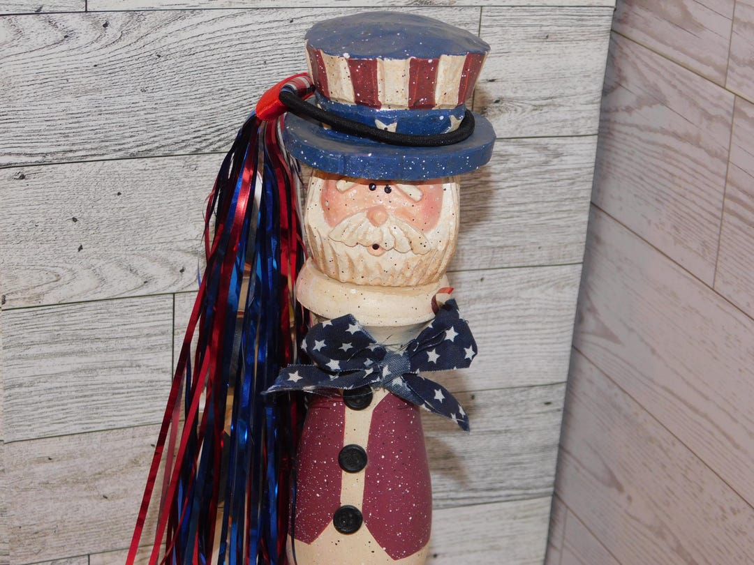UNCLE SAME Figurine Streamers 12 in Tall Americana Folk Art, 4 Th July ...