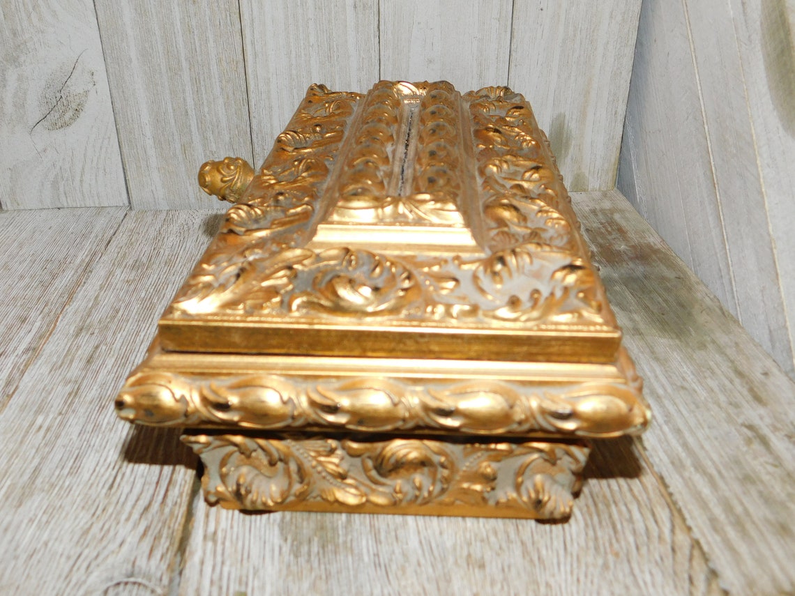 Vintage Ornate Gold Jewelry Box Vintage Gold Box Ornate Gold - Etsy