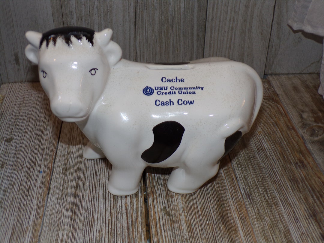 Cache Bank Cow Piggy Bank, Ceramic Cow Bank, Black White Cow Bank ...