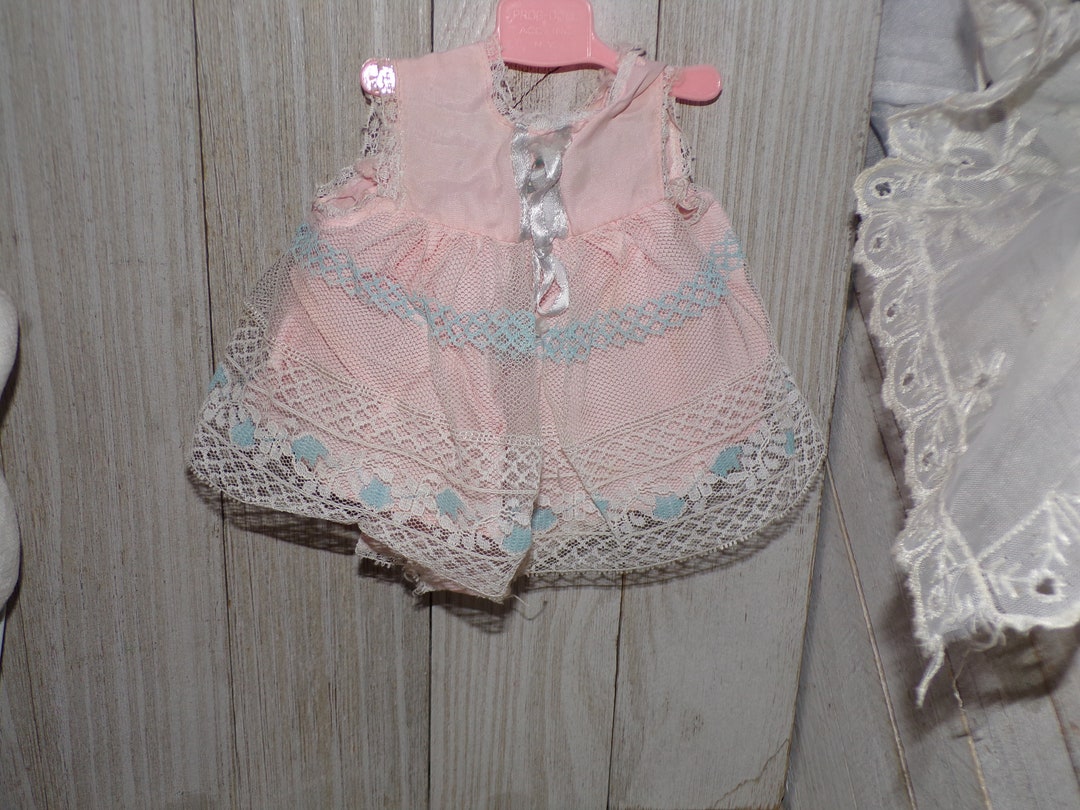 Vtg Small Baby First Step Doll Dress 1965 Pink Sheer Doll Dress Pink ...