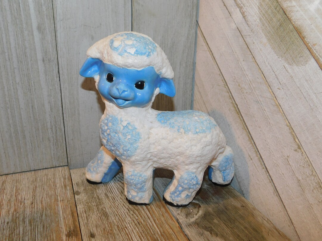 Vintage Razor Lamb, Ceramic Razor Lamb, Blue and White Lamb, Ceramic ...