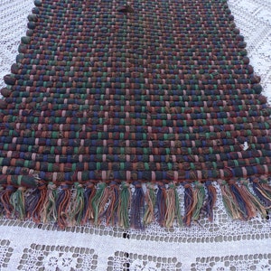 Vtg Multi Blue Color Rag Rug, Vtg Rag Rug, Cloth Rug, Vtg Home Decor ...