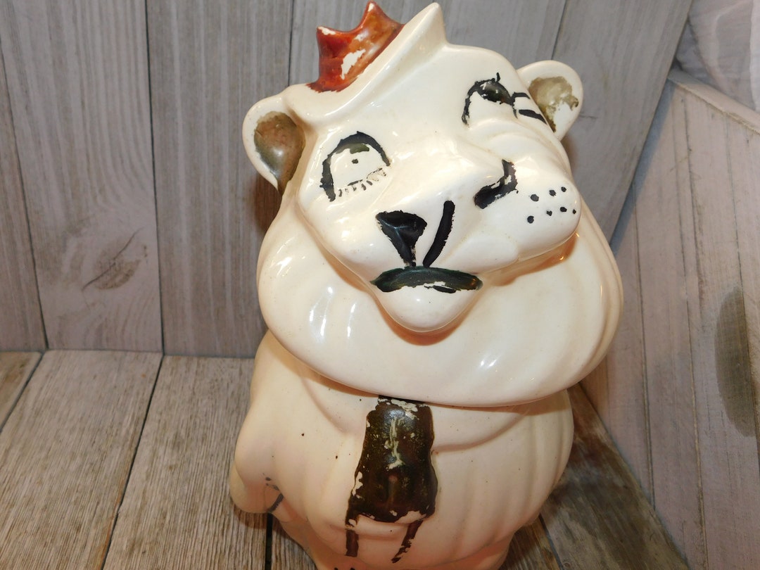 Belmont Lion Cookie Jar, Lion With Hat Cookie Jar, Vintage Cookie Jar ...
