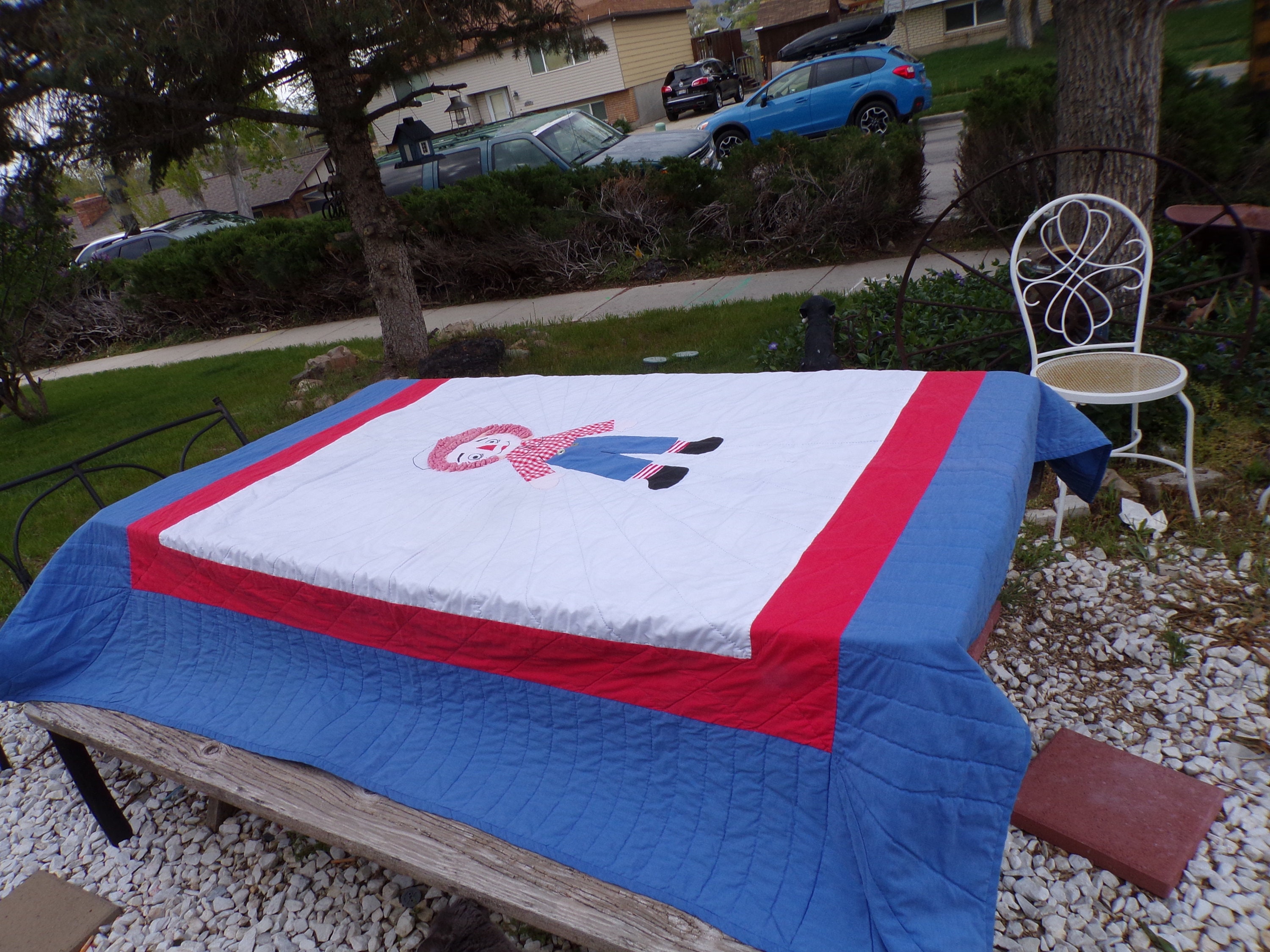 Rag Boy Doll Quilt, Childs Quilt Twin Bed Quilt Childhood Memories Red ...
