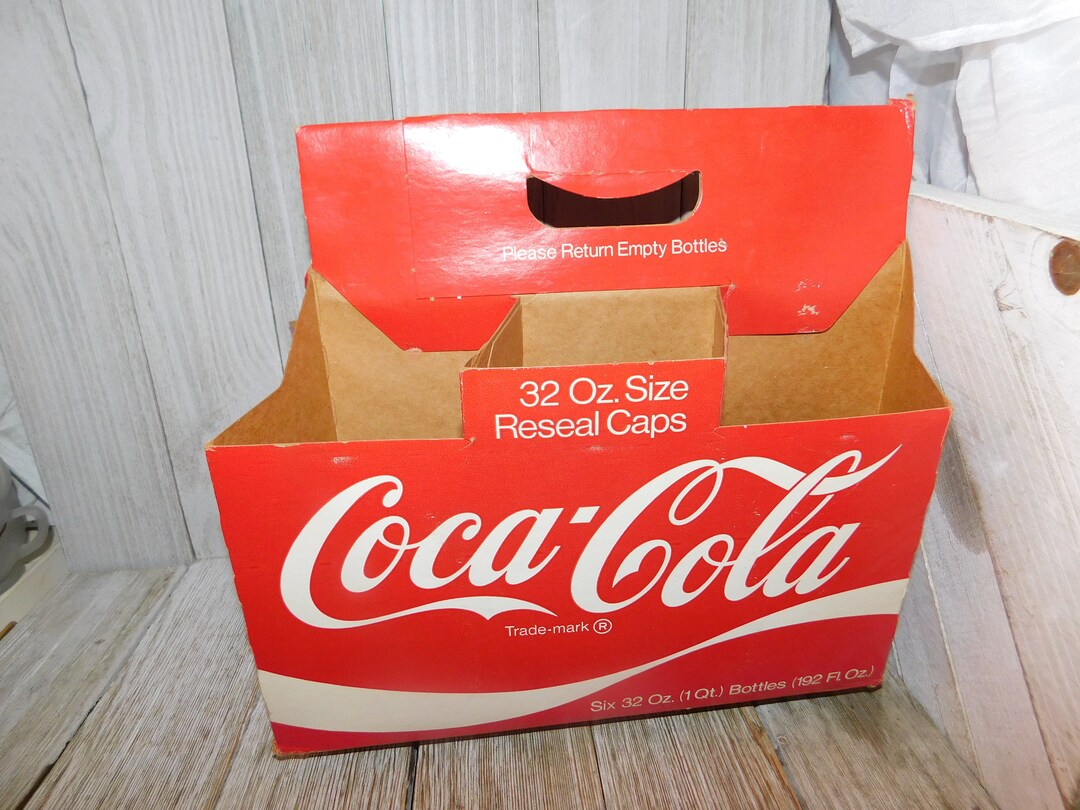 Vintage COCA COLA COKE 32 Oz Glass 6 Pack Carrier Help Keep America ...