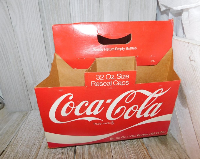 Vintage COCA COLA COKE 32 Oz Glass 6 Pack Carrier Help Keep America ...