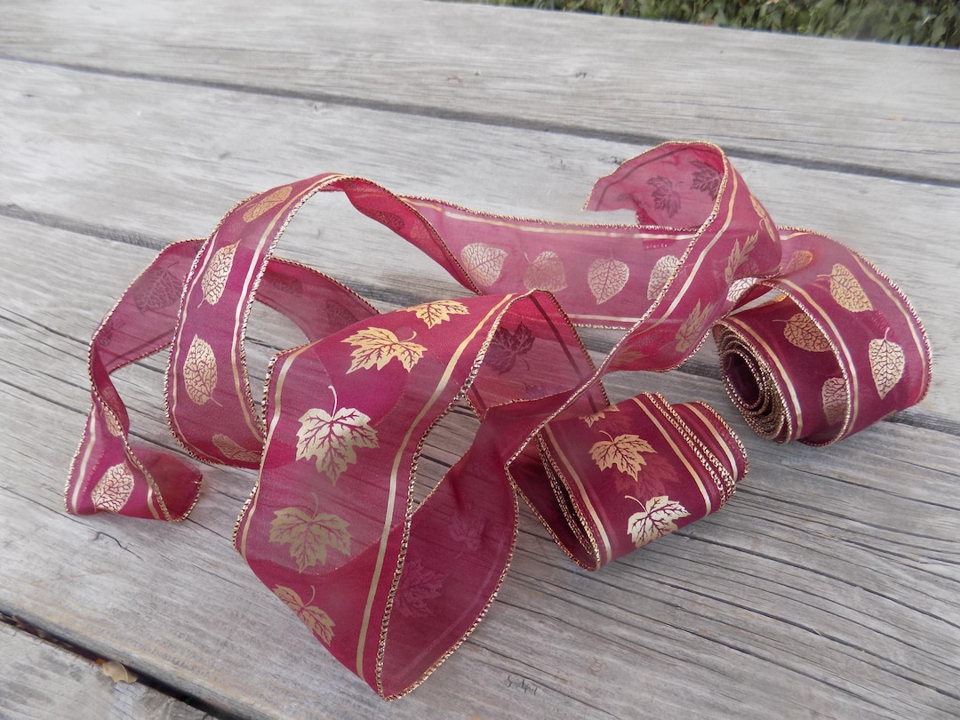 RIBBION RED Gold Leaves, Crafts, Card Making, Gift Wrapping, Memories ...