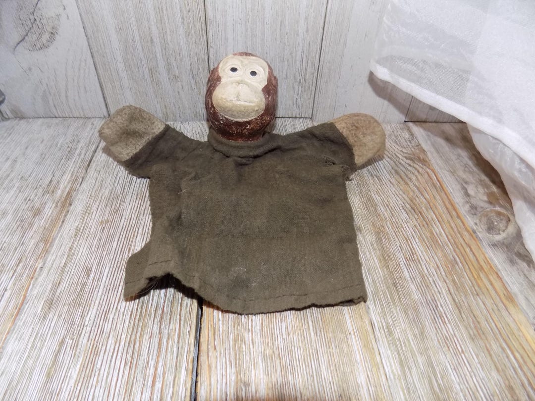 PUPPET MONKEY Primitive, Pottery Head Monkey Puppet, Memories, Gift ...