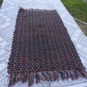 Vtg Multi Blue Color Rag Rug, Vtg Rag Rug, Cloth Rug, Vtg Home Decor ...