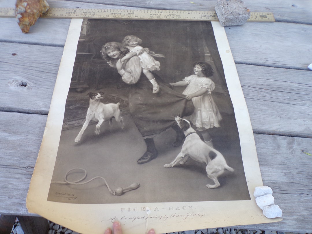 Vtg Pick a Back, Arthur John Elsley 1907 Victorian England Nursery Art ...