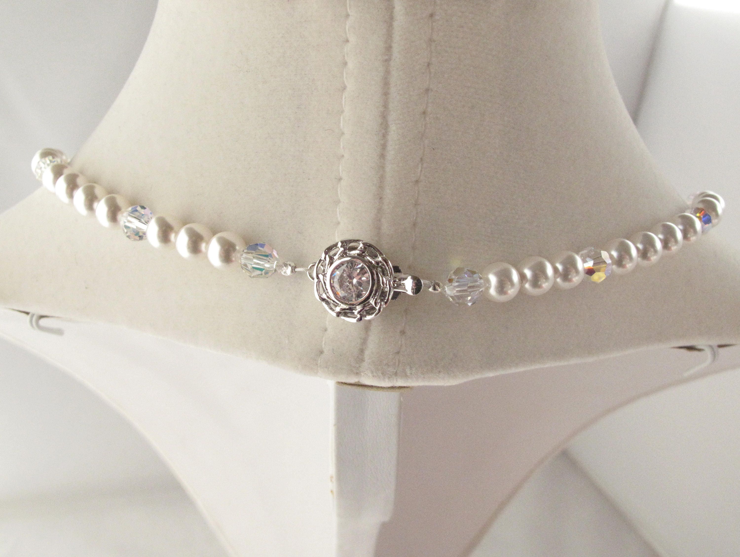 Multi-strand Crossover Pearl & Crystal Wedding Necklace - Etsy