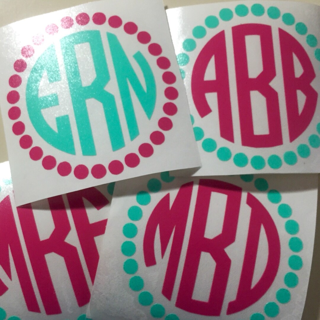 Circle Monogram Decal Rambler Decal Car Decal Round - Etsy