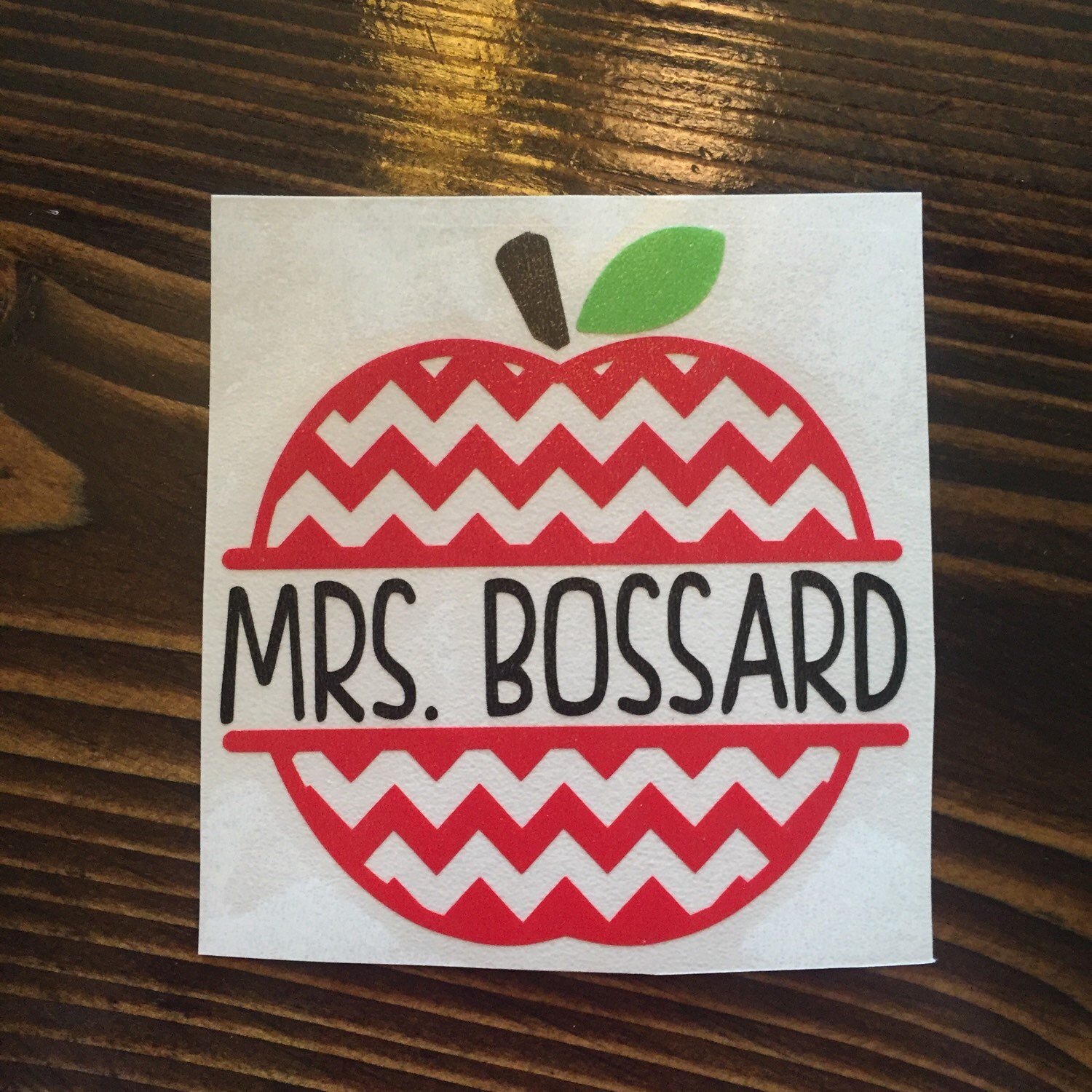 Chevron Apple Monogram Decal Teacher Monogram Decal Tumbler - Etsy